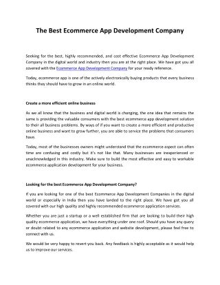 PPT - Guide to Choose Ecommerce App Development Company PowerPoint ...
