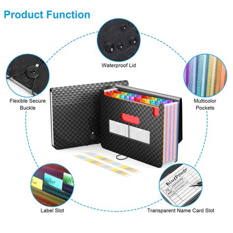 Accordian File Organizer 24 Pockets Expanding File Folder Expandable Cover Portable Filing Box