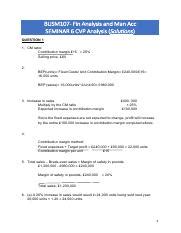 Seminar CVP Solutions Pdf BUSM Fin Analysis And Man Acc SEMINAR CVP Analysis Solutions