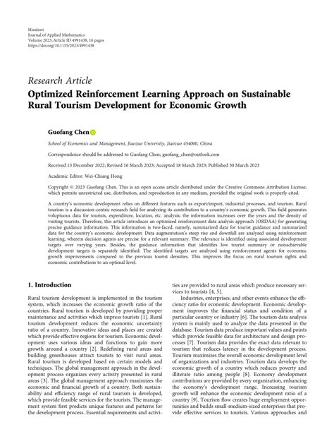 Pdf Optimized Reinforcement Learning Approach On Sustainable Rural Tourism Development For