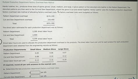 Solved Multiple Production Department Factory Overhead Rate Chegg Com