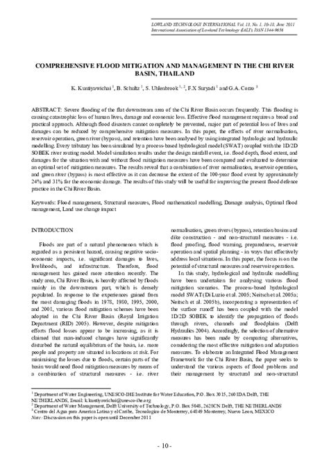 Pdf Comparison Of Flood Management Options For The Yang River Basin