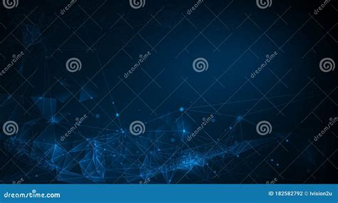Vector Illustration Molecule Connected Lines With Dots Technology On Blue Background Stock