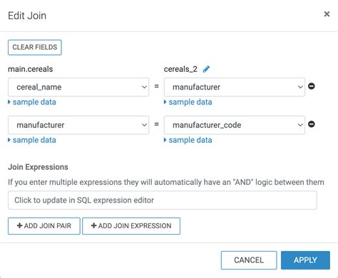 Editing Join Details