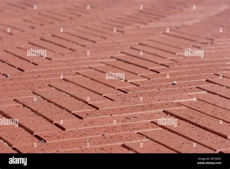 Sidewalk Pavement In Rust Color Herringbone Terracota Pattern In