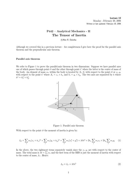 The Tensor Of Inertia Pdf Cartesian Coordinate System Rotation Around A Fixed Axis