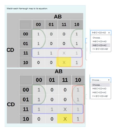 solved match each karnaugh map to its equation