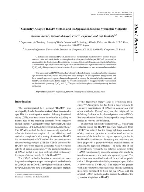 Pdf Symmetry Adapted Ham3 Method And Its Application To Symmetric
