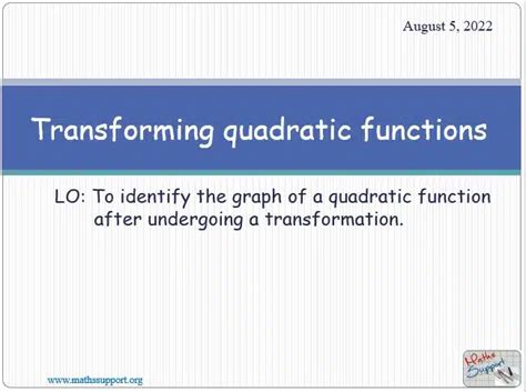 Maths Igcse E6451 Transforming Quadratic Functions