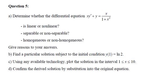 Solved A Determine Whether The Differential Equation