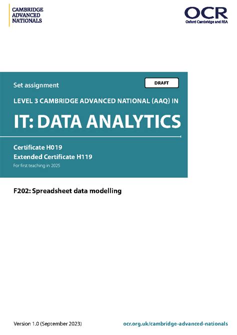 697751 Spreadsheet Data Modelling Certificate H Extended Certificate