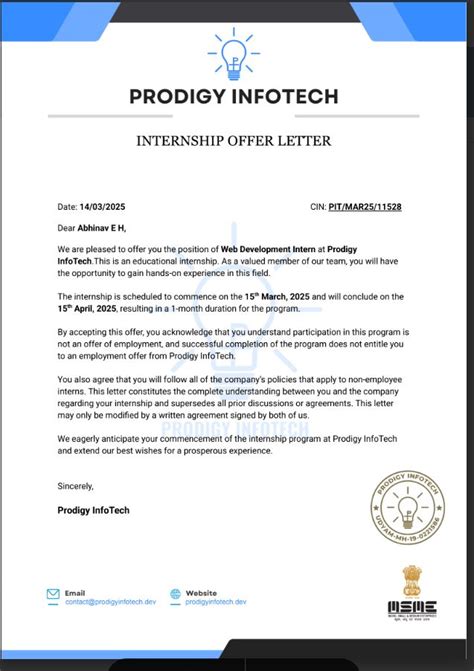 Webdev Ai Internship Prodigyinfotech Learning Growth Bca Networking Abhinav E H