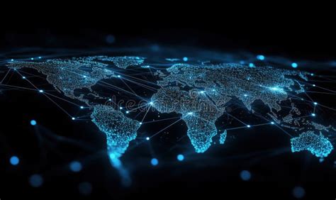 Digital World Map With Glowing Connections Showcasing Global Network