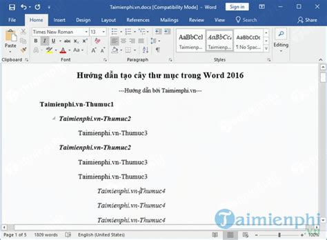How To Create A Folder Tree In Word 2016 Simply And Easily