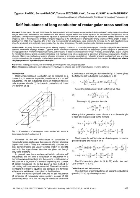 Pdf Self Inductance Of Long Conductor Of Rectangular Cross Section