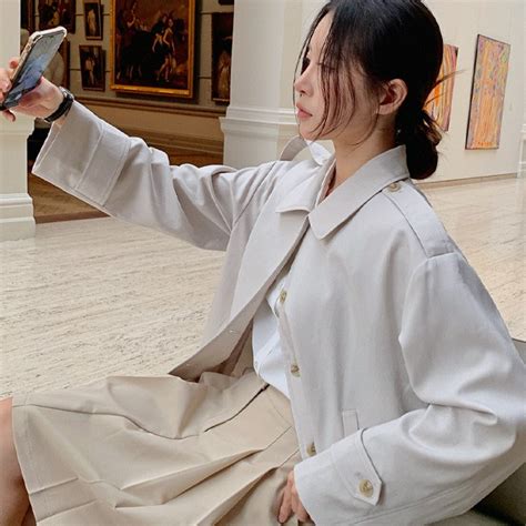 얼리버드🌼봄10 Made 베젤 싱글카라 세미크롭 트렌치자켓44~110 ♥핫핑♥