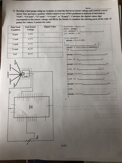 Name Develop A Fuel Gauge Using An Arduino To Chegg Com