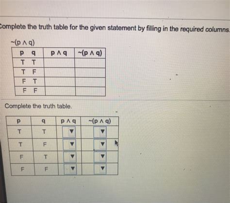 solved complete the truth table for the given statement by