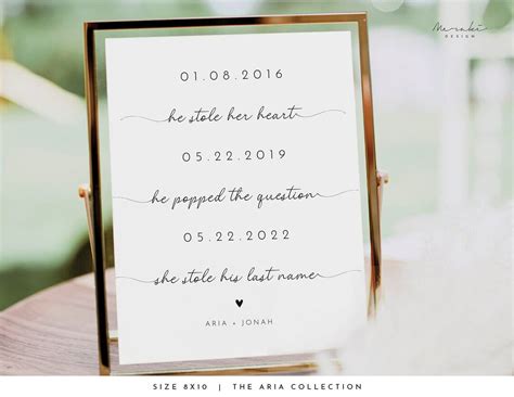 Special Dates Modern Sign Template DIY Important Dates Print Our Love Story Sign Wedding Dates