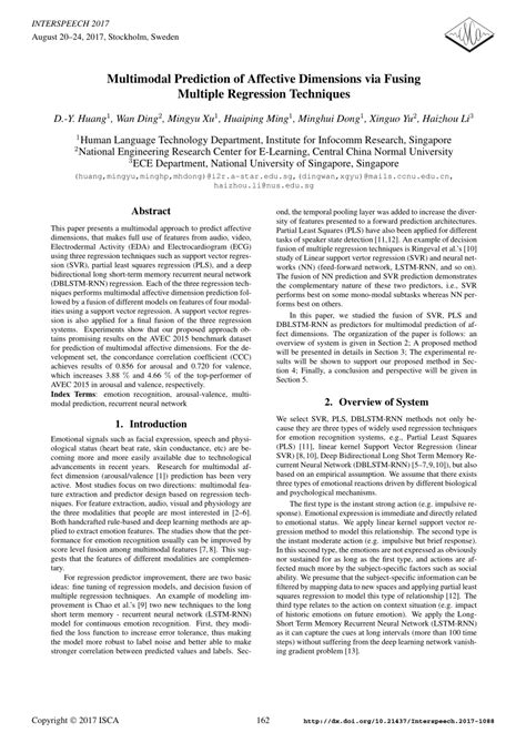 Pdf Multimodal Prediction Of Affective Dimensions Via Fusing Multiple