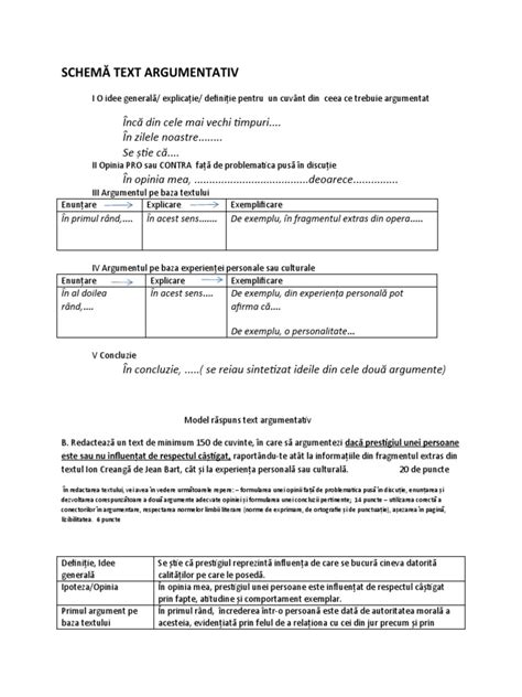 Schema Text Argumentativ 2022 Pdf