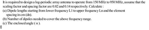 Solved It Is Required To Design A Log Periodic Array Antenna