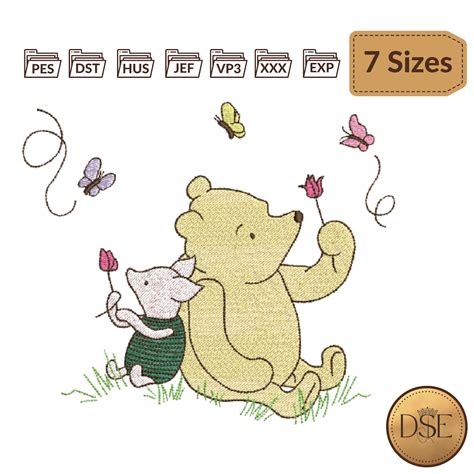 Winnie The Pooh And Piglet Embroidery Design Etsy