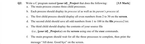 Solved 35 Mark Q2 Write A C Program Named Your Id