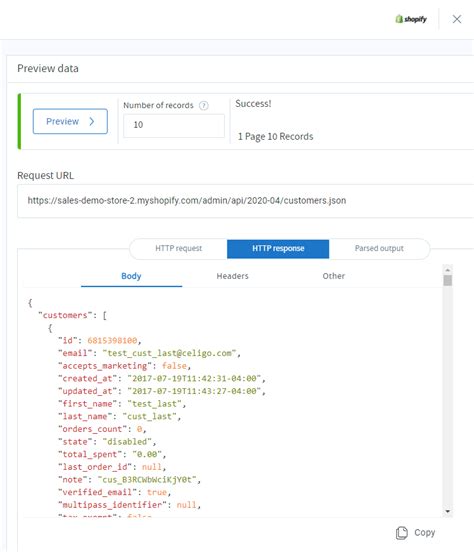 Preview Export Data Celigo Help Center