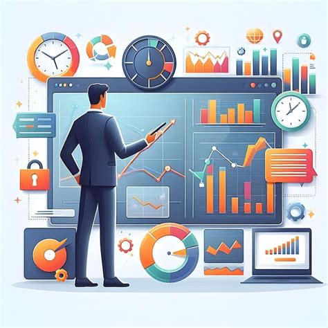 Flat Glossy Chart Interface For Performance Metrics In Operational Management Smart Business
