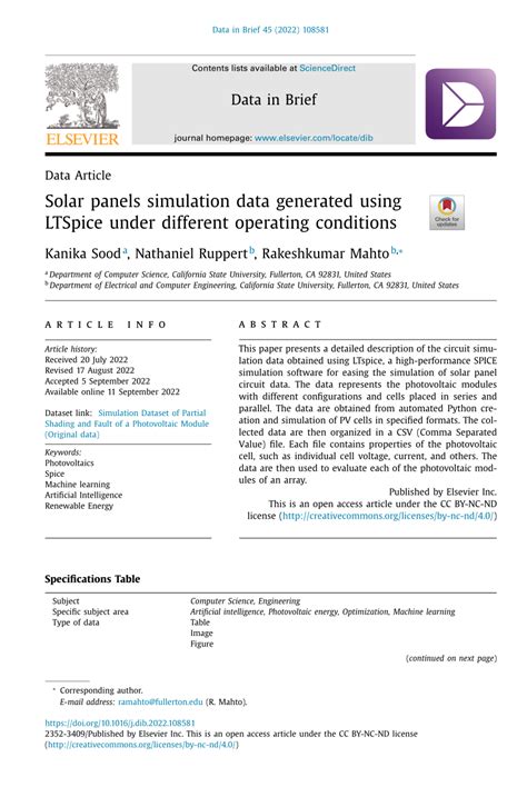Pdf Solar Panels Simulation Data Generated Using Ltspice Under