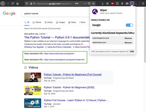 Github Davidahmed Wiper A Browser Add On To Strip Search Results From Blacklisted Urls On