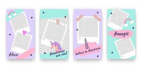 벡터 트 렌 디 한 편집 가능한 소셜 미디어 네트워크 이야기 템플릿 세트 전단지 카드 포스터에 대 한 현대적인 디자인 배경 Brand Name Online Messaging