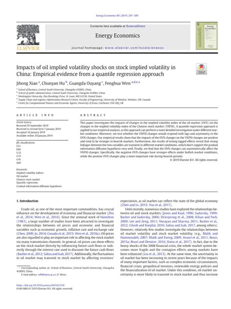 Oil Volatility Impact On China Stocks Pdf Vix Volatility Finance