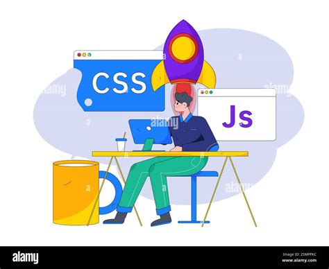 Programming Teaching Development Flat Character Vector Concept Operation Hand Drawn Illustration