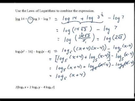Laws of Logarithms to Combine Expressions - YouTube