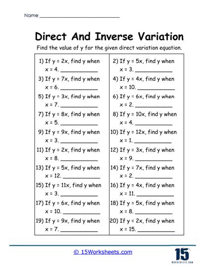 Inverse Variation Worksheet Making Predictions Worksheet