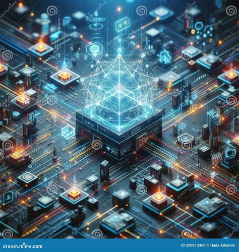 Iot Data Transmission Blockchain Links Cyber Network Pathways Stock Illustration