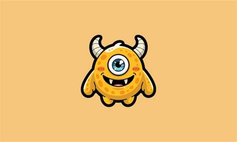 Adorable Yellow Cyclops Monster With Horns And A Big Smile Premium Ai