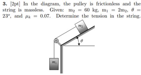 solved 3 [2pt] in the diagram the pulley is frictionless