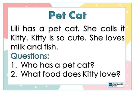 Reading Materials With Comprehension Question Set 2 Fun Teacher Files