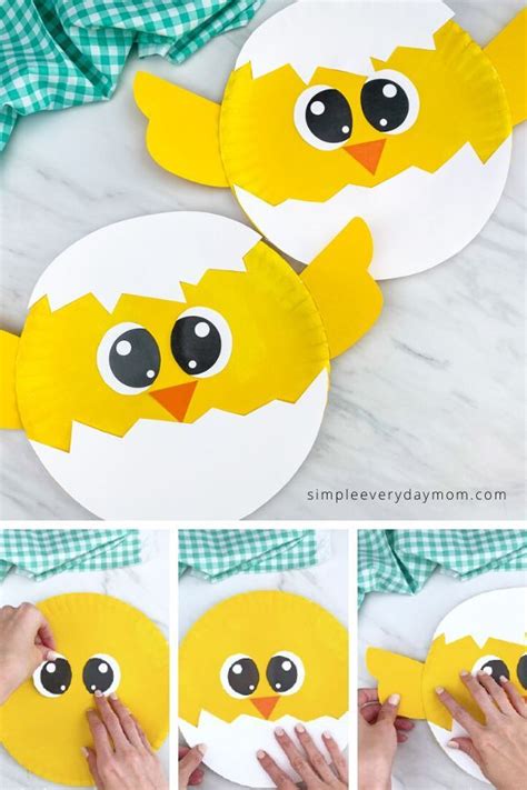 Paper Plate Chick Craft Hantverk För Förskolan Handarbeten För Våren Sysslor För Barn