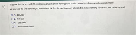 solved suppose that the annual eoq cost setup plus
