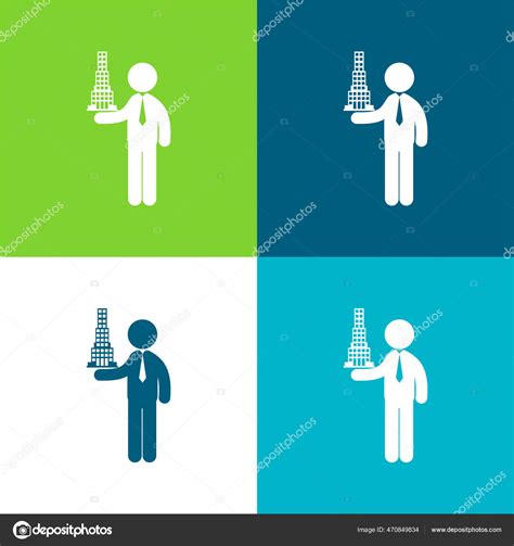 Architect Building Project Flat Four Color Minimal Icon Set Stock Vector By ©infolight 470849834