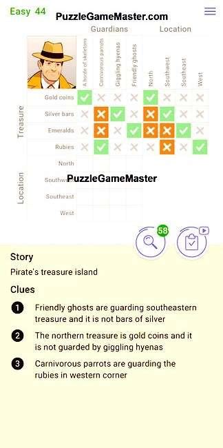 Cross Logic Easy Level Answer Pirate S Treasure Island Puzzle Game Master