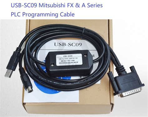 Bigbit Mitsubishi PLC Programming Cable USB SC09 FX Series A Series 8 Pin Round Head 25 Pin Male