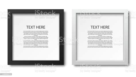 흰색과 검은색의 현실적인 벡터 사각형 그림 프레임 프레젠테이션을 위해 흰색 배경에 격리된 모형 0명에 대한 스톡 벡터 아트 및