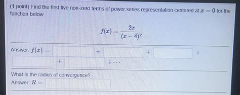 solved 1 point find the first five non zero terms of power