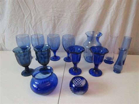 Blue Glass Goblets Vases Prime Time Auctions Inc
