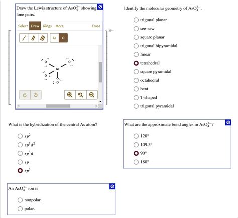 Solved Draw The Lewis Structure Of Aso Showing Lone Pairs Identify